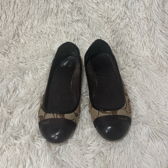 Coach | Shoes | Coach Womens Black And Tan Signature Flats | Poshmark